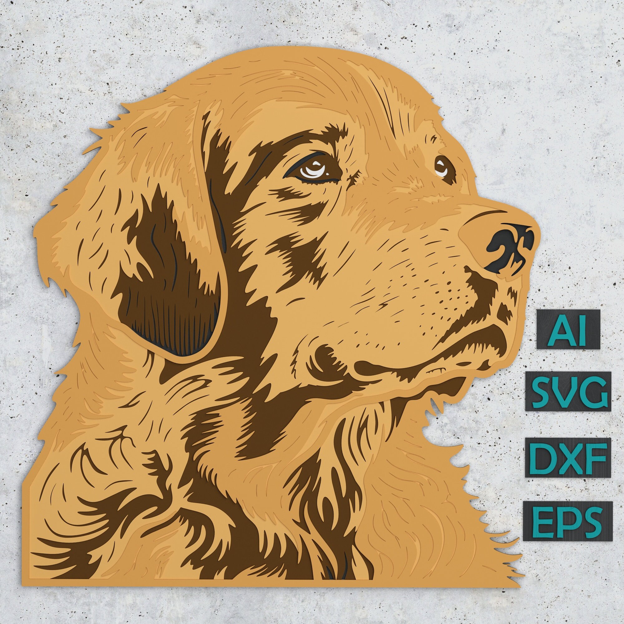 Golden Retriever Layered Design for Laser Cutting, SVG DXF Retriever ...