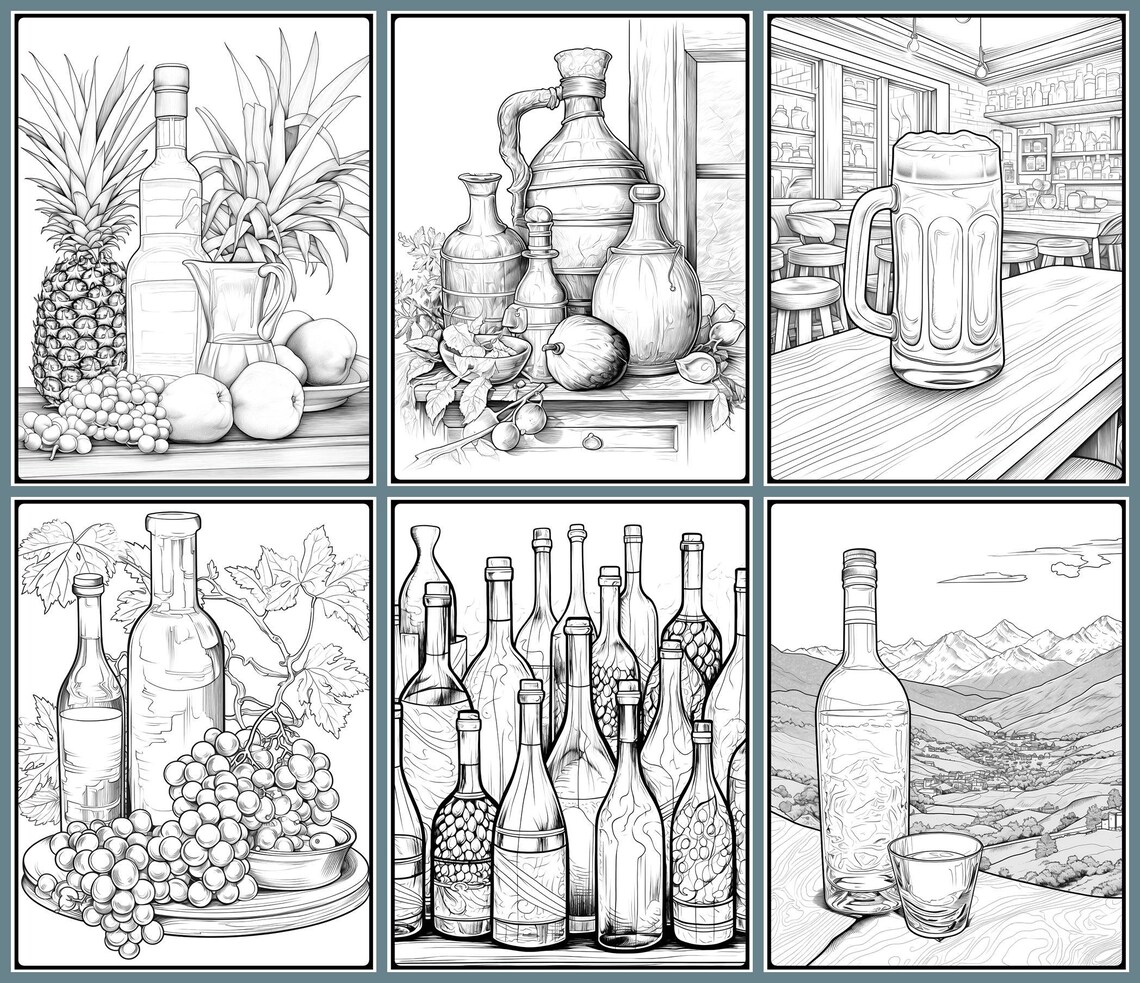 30 Alcohol Coloring Pages, Alcoholic Adults Printable Grayscale ...