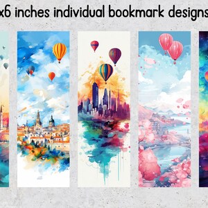50 Air Balloon Printable Bookmarks, Balloon Digital Download Bookmark ...