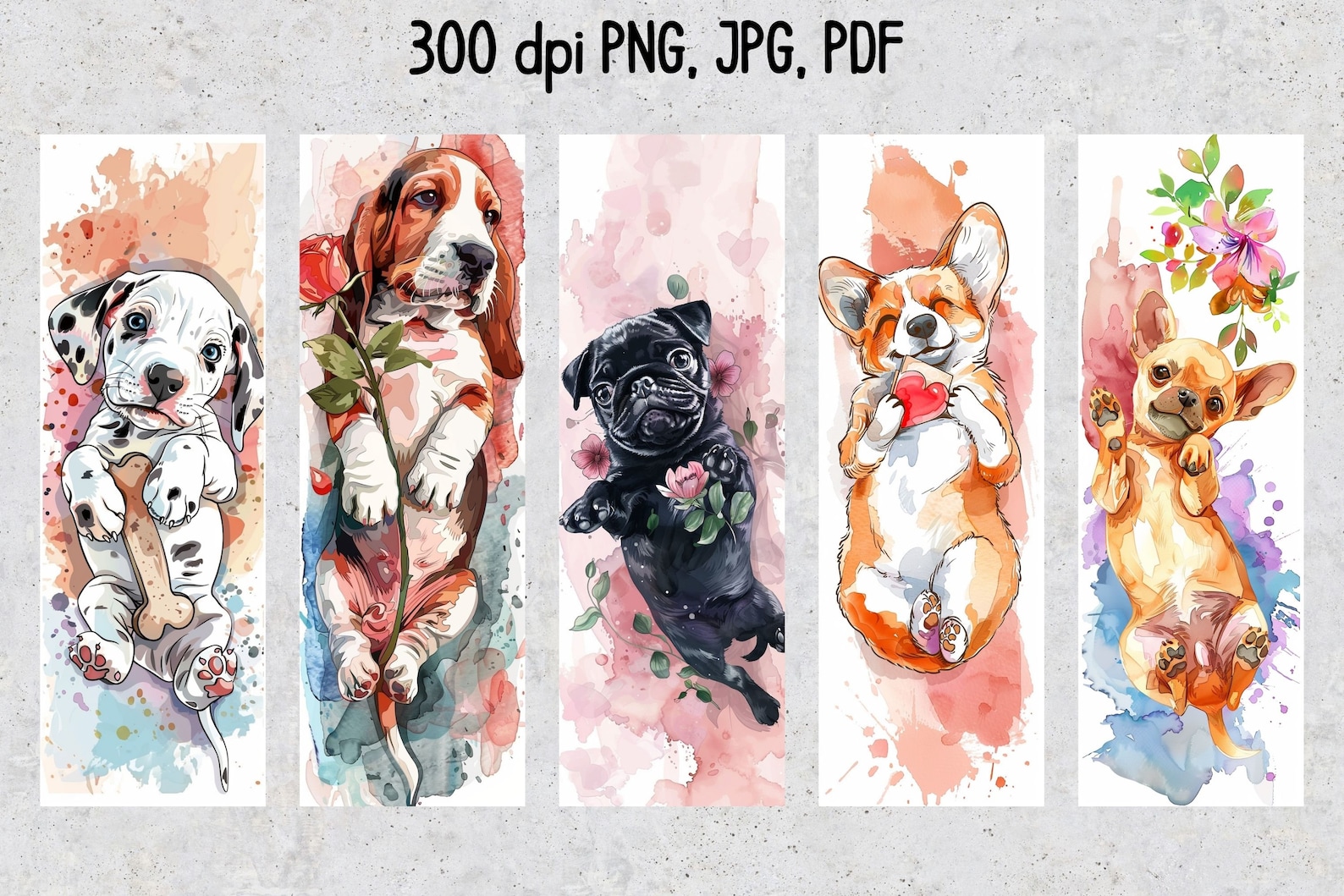 50 Cute Puppies Printable Bookmarks, Dogs Digital Download Bookmark ...