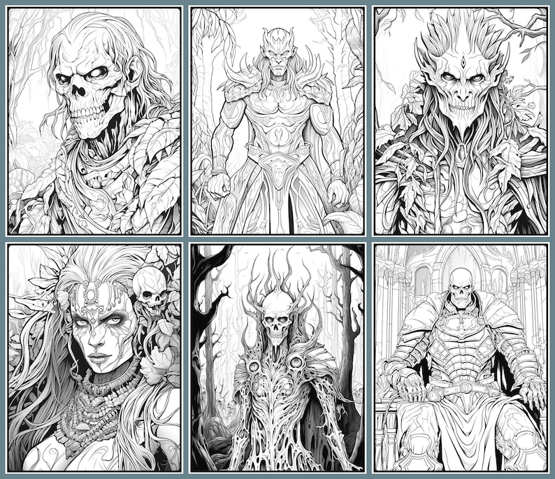 40 Necromancers Coloring Pages, Necromancer Printable Grayscale ...