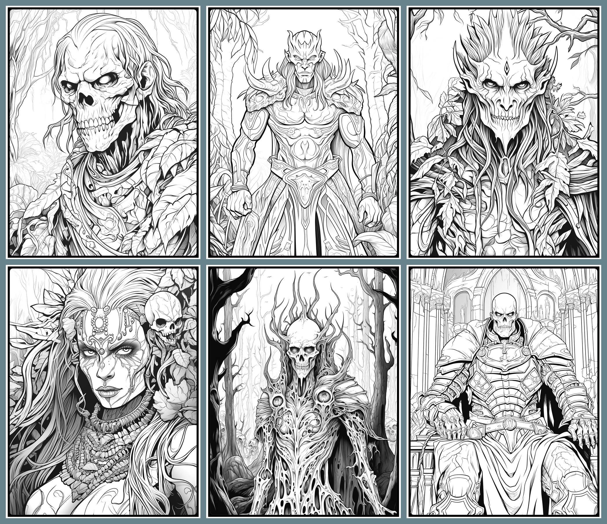 40 Necromancers Coloring Pages, Necromancer Printable Grayscale ...