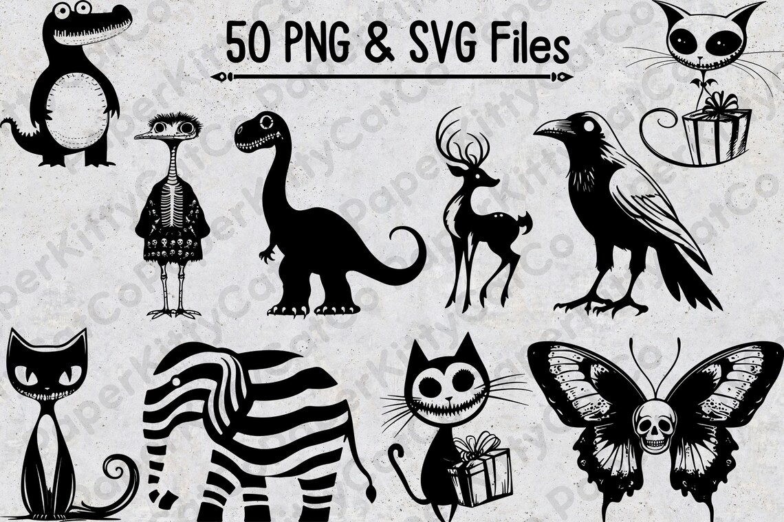 50 Nightmare Animals PNG & SVG Bundle, SVG Silhouettes Sublimation, Fun ...