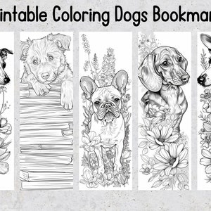 50 Printable Bookmarks for Coloring Dogs, Dogs Digital Download ...