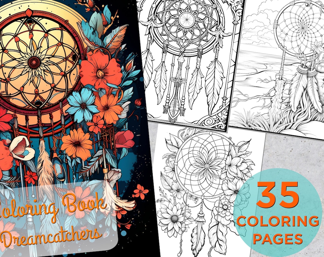 35 Dreamcatcher Coloring Pages, Dreamcatcher Adults Printable Grayscale ...