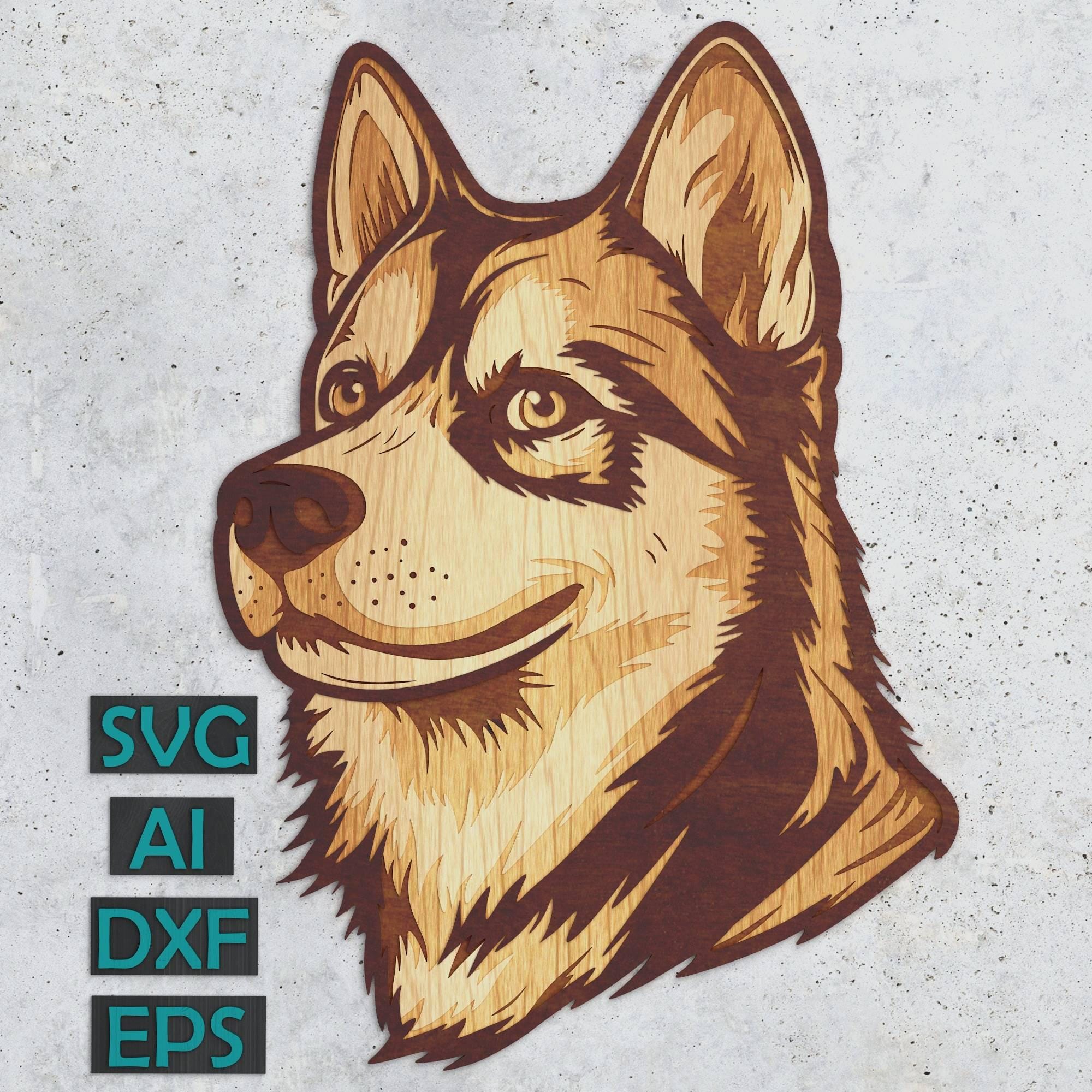 Husky Layered Design for Laser Cutting, SVG DXF Husky Digital Design ...