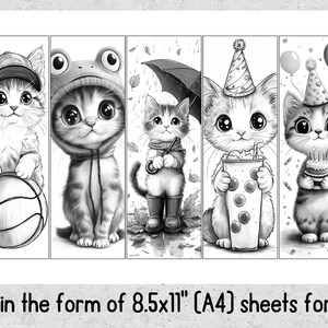 50 Printable Bookmarks for Coloring Kittens, Kitten Digital Download ...