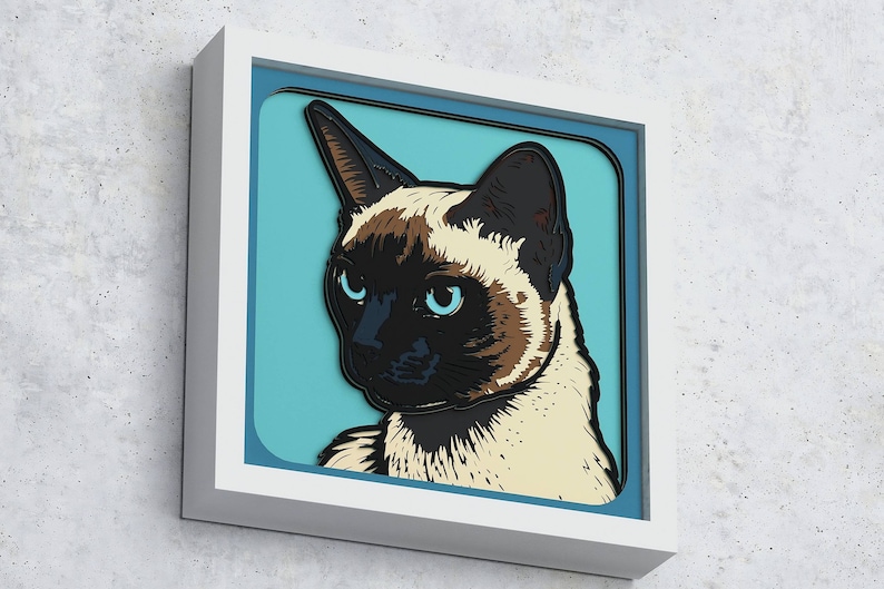 Siamese Cat Shadow Box Siamese Cat SVG Layered Design for - Etsy