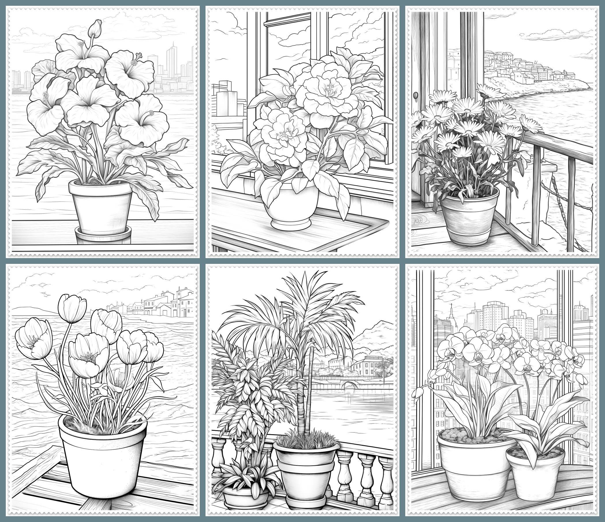 30 Home Flowers Coloring Pages Home Flowers Printable - Etsy
