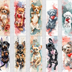 50 Cute Puppies Printable Bookmarks, Dogs Digital Download Bookmark ...