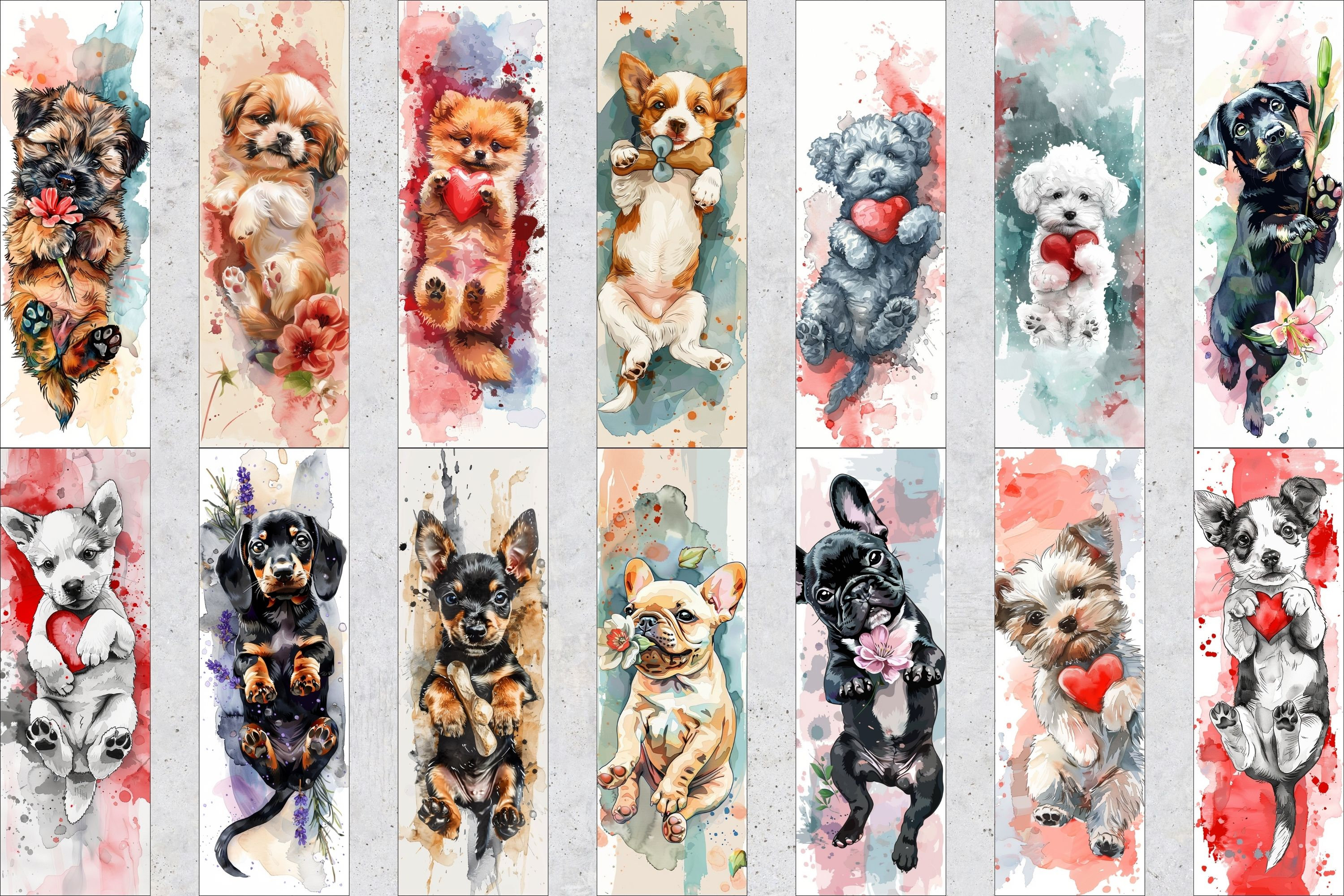 50 Cute Puppies Printable Bookmarks, Dogs Digital Download Bookmark ...