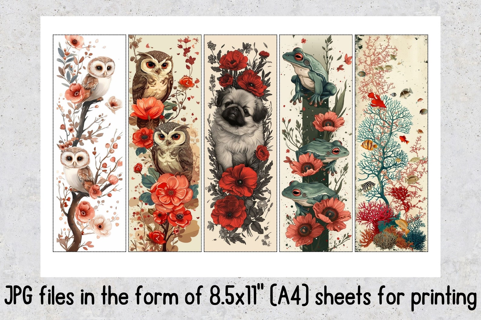 50 Vintage Printable Bookmarks, Floral Rare Digital Download Bookmark ...