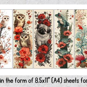 50 Vintage Printable Bookmarks, Floral Rare Digital Download Bookmark ...