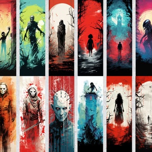 45 Horror Printable Bookmarks, Horror Digital Bookmark Sheets, Horror ...