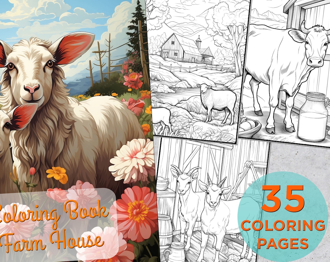 35 Farm House Coloring Pages Adults Printable Rancho Coloring - Etsy
