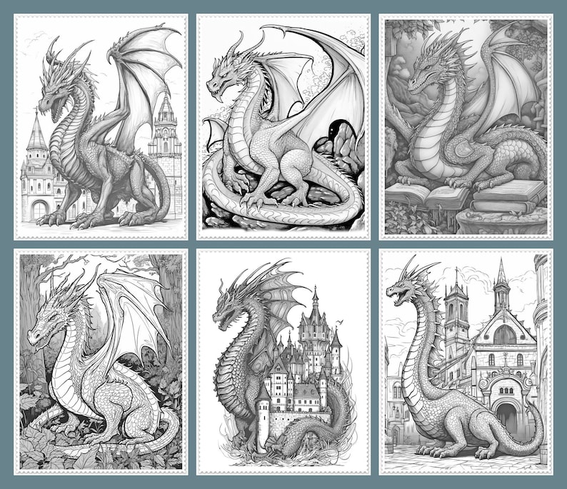 25 Magic Dragons Coloring Pages Adults Kids Printable - Etsy