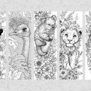 50 Printable Bookmarks for Coloring Animals, Animals Digital Download ...