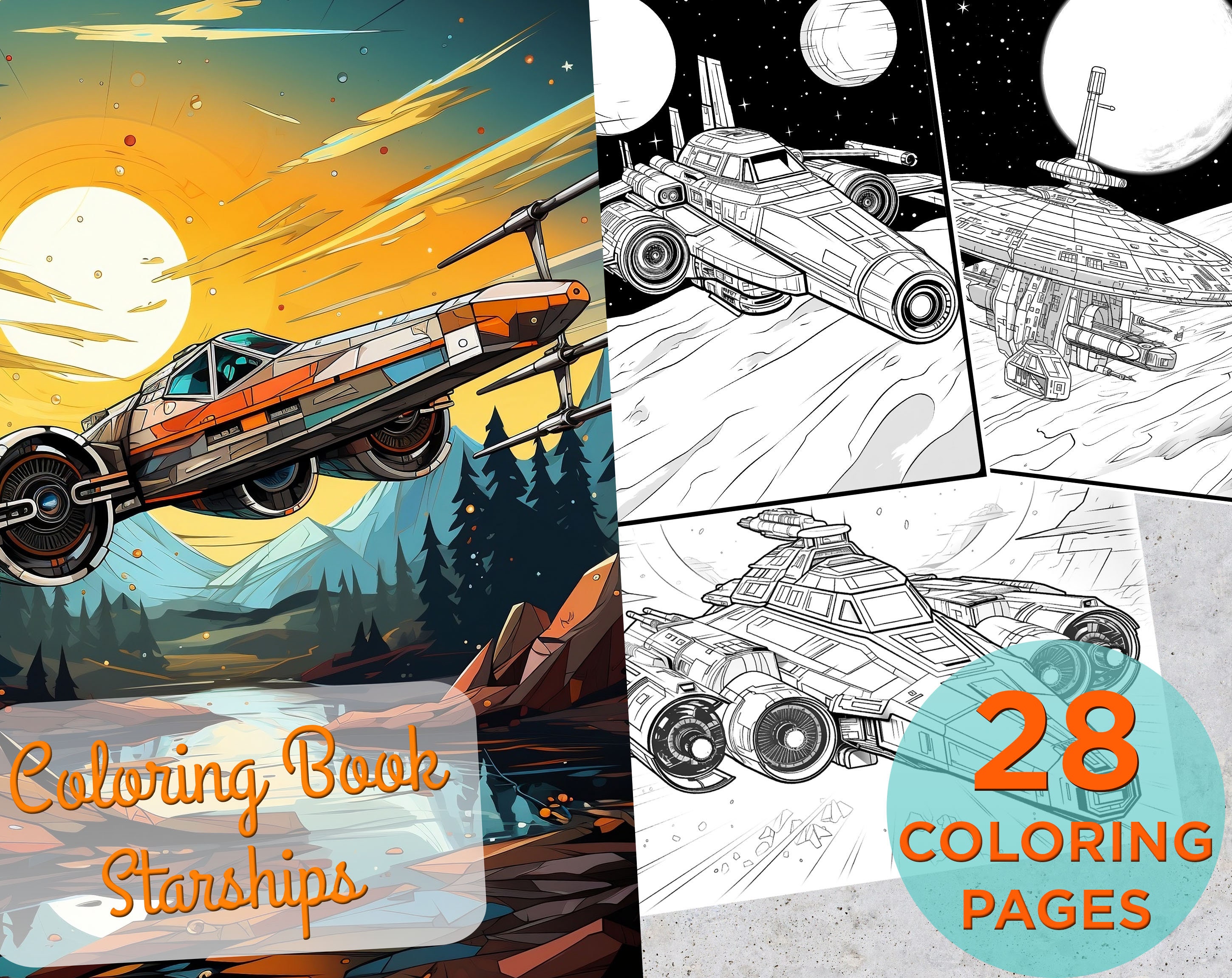 28 Starships Coloring Pages Printable Spaceship Coloring - Etsy
