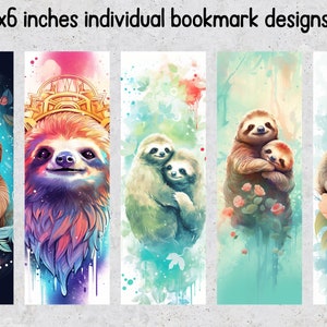 40 Cute Sloths Printable Bookmarks, Sloths Digital Download Bookmark ...