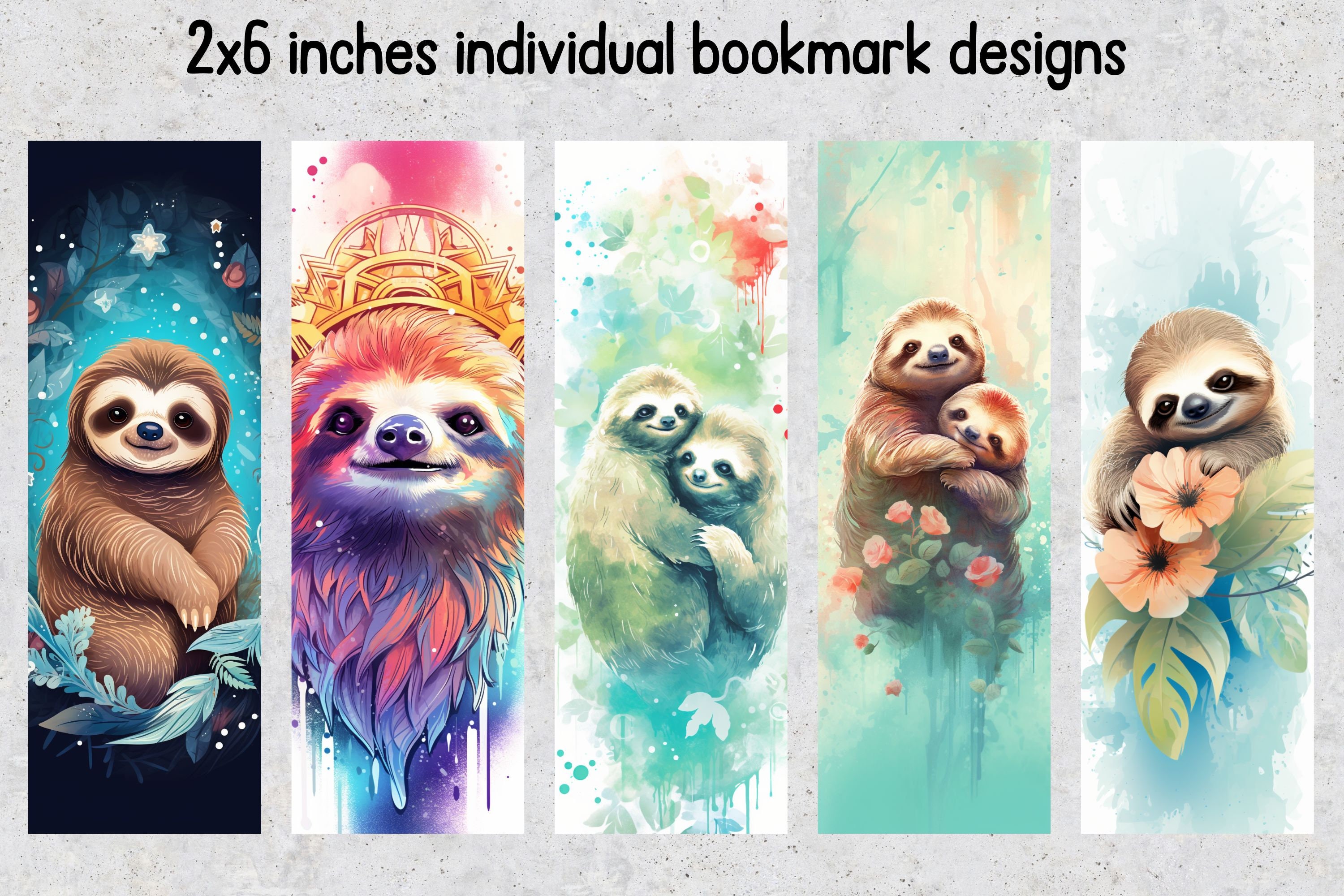 40 Cute Sloths Printable Bookmarks, Sloths Digital Download Bookmark ...