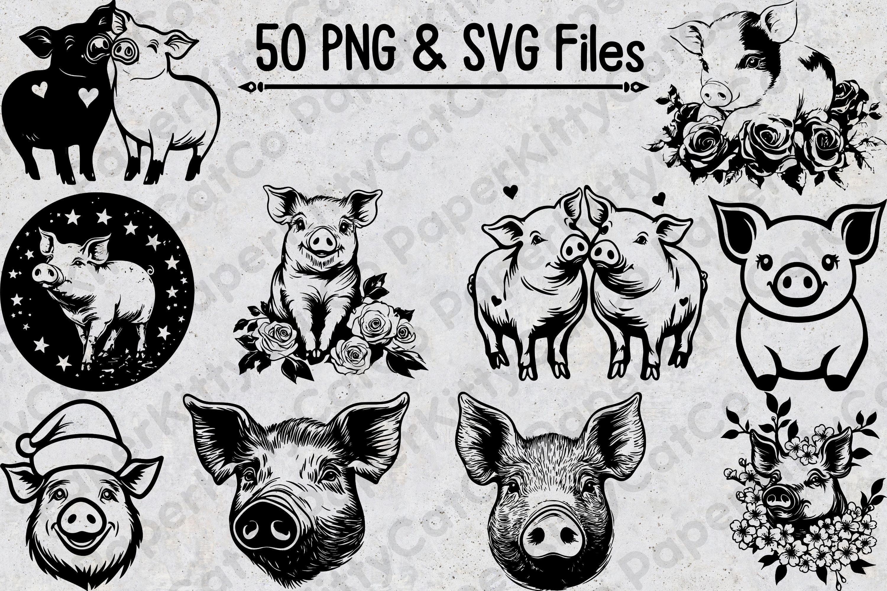 50 Pig PNG & SVG Bundle, Pigs SVG Silhouettes Sublimation, Pigs ...