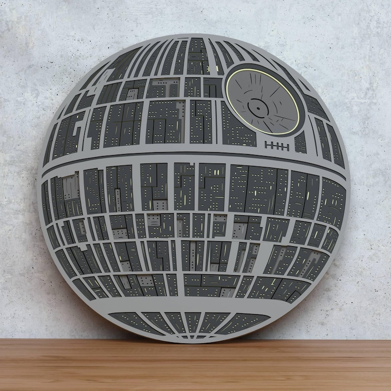 Death Star Layered Design for Laser and Paper Cutting, Star War Svg Dxf ...