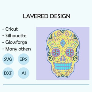 Sugar Skull Shadow Box, SVG Layered Design for Cricut Silhouette and ...