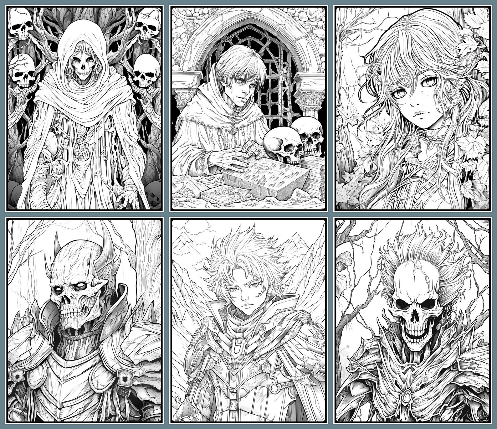 40 Necromancers Coloring Pages, Necromancer Printable Grayscale ...