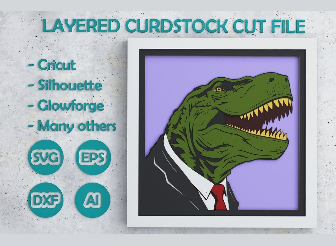 T-rex Shadow Box Tyrannosaurus SVG Layered Design for Cricut - Etsy