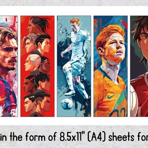 50 Soccer Football Printable Bookmarks, Football Digital Bookmark ...