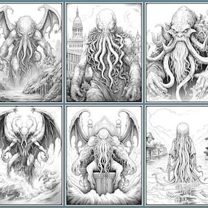 33 Cthulhu Coloring Pages, Adults Printable Coloring Page Cthulhu Arts ...