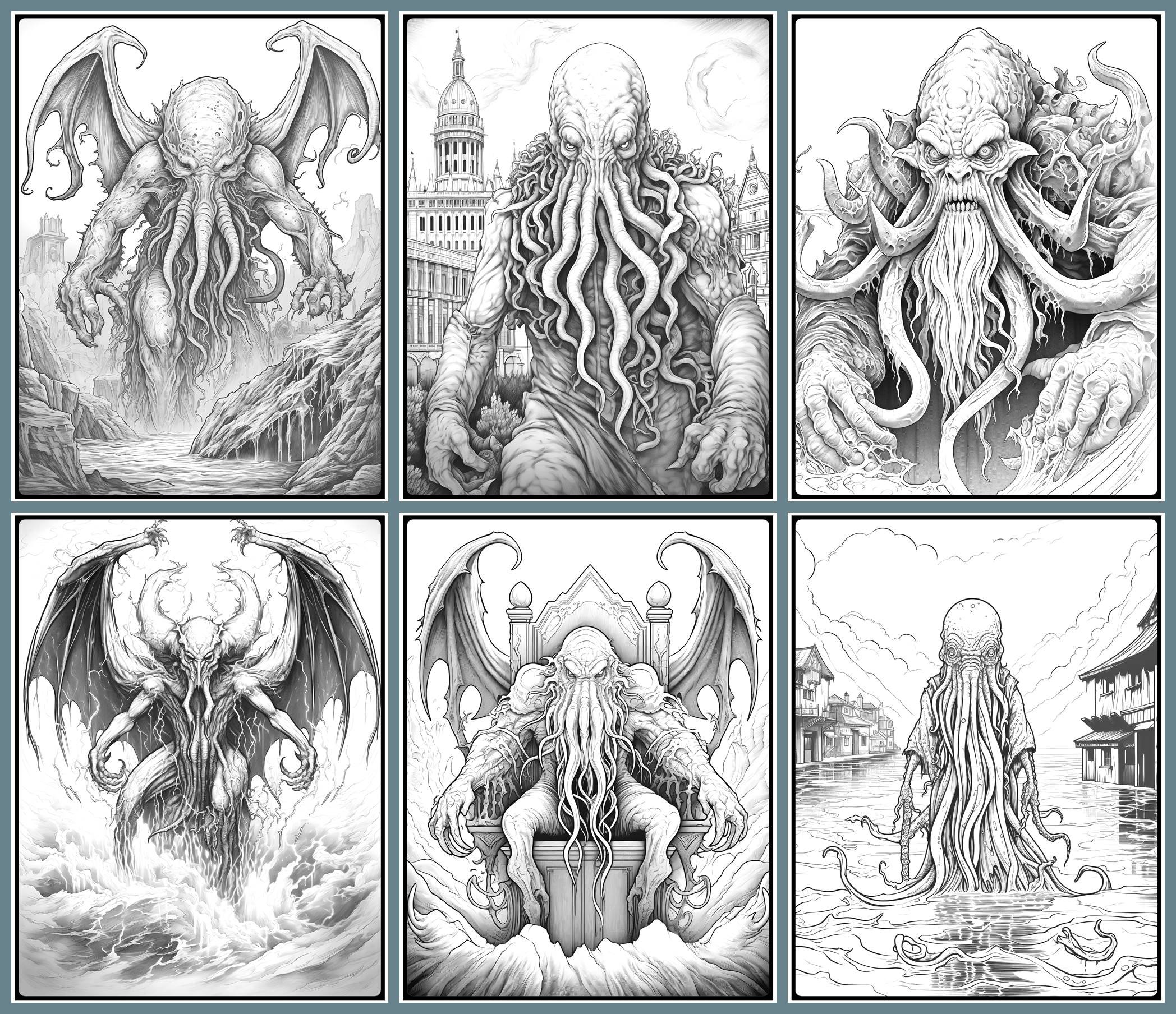 33 Cthulhu Coloring Pages, Adults Printable Coloring Page Cthulhu Arts ...