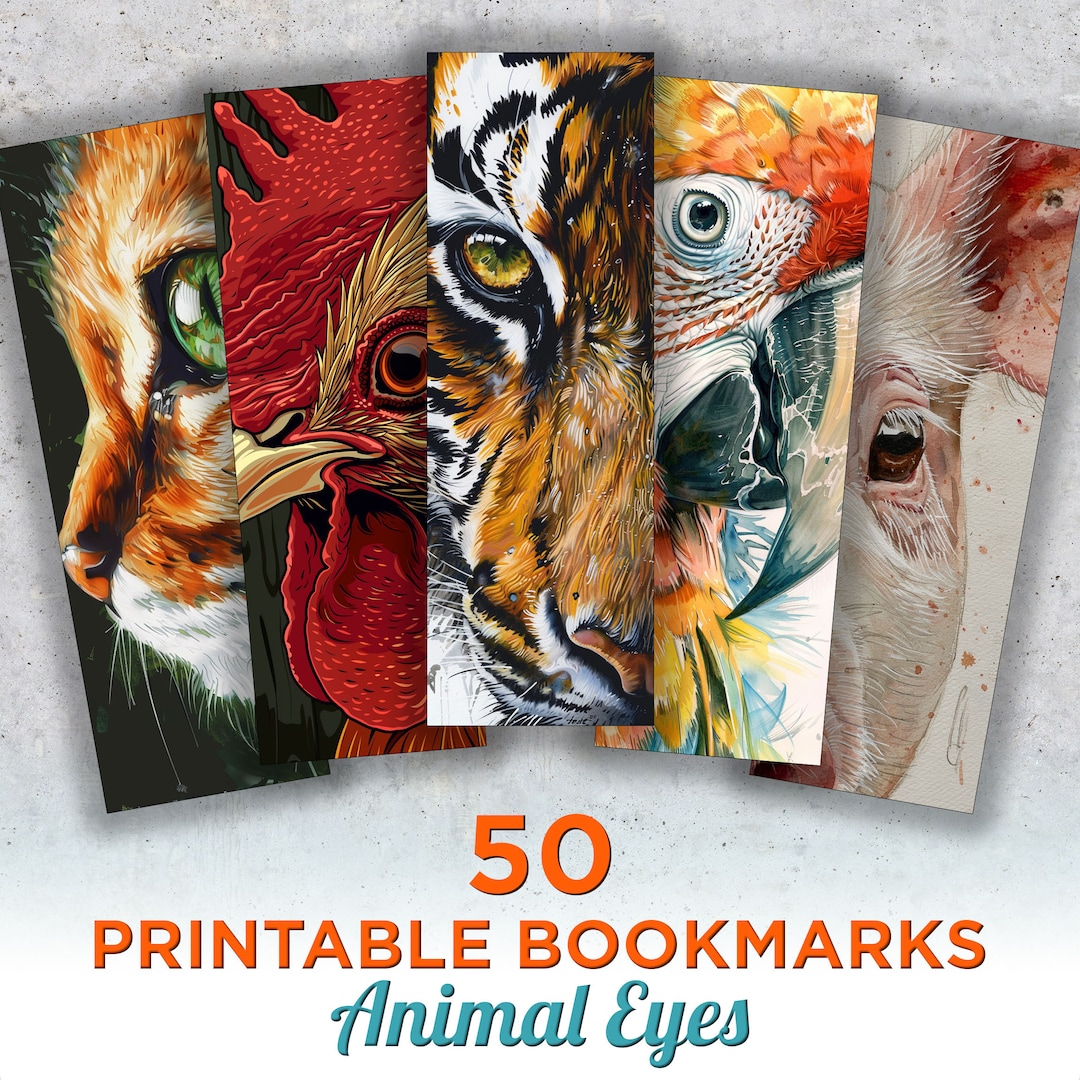 50 Animal Eyes Printable Bookmarks, Close-up Eye Download Bookmark ...