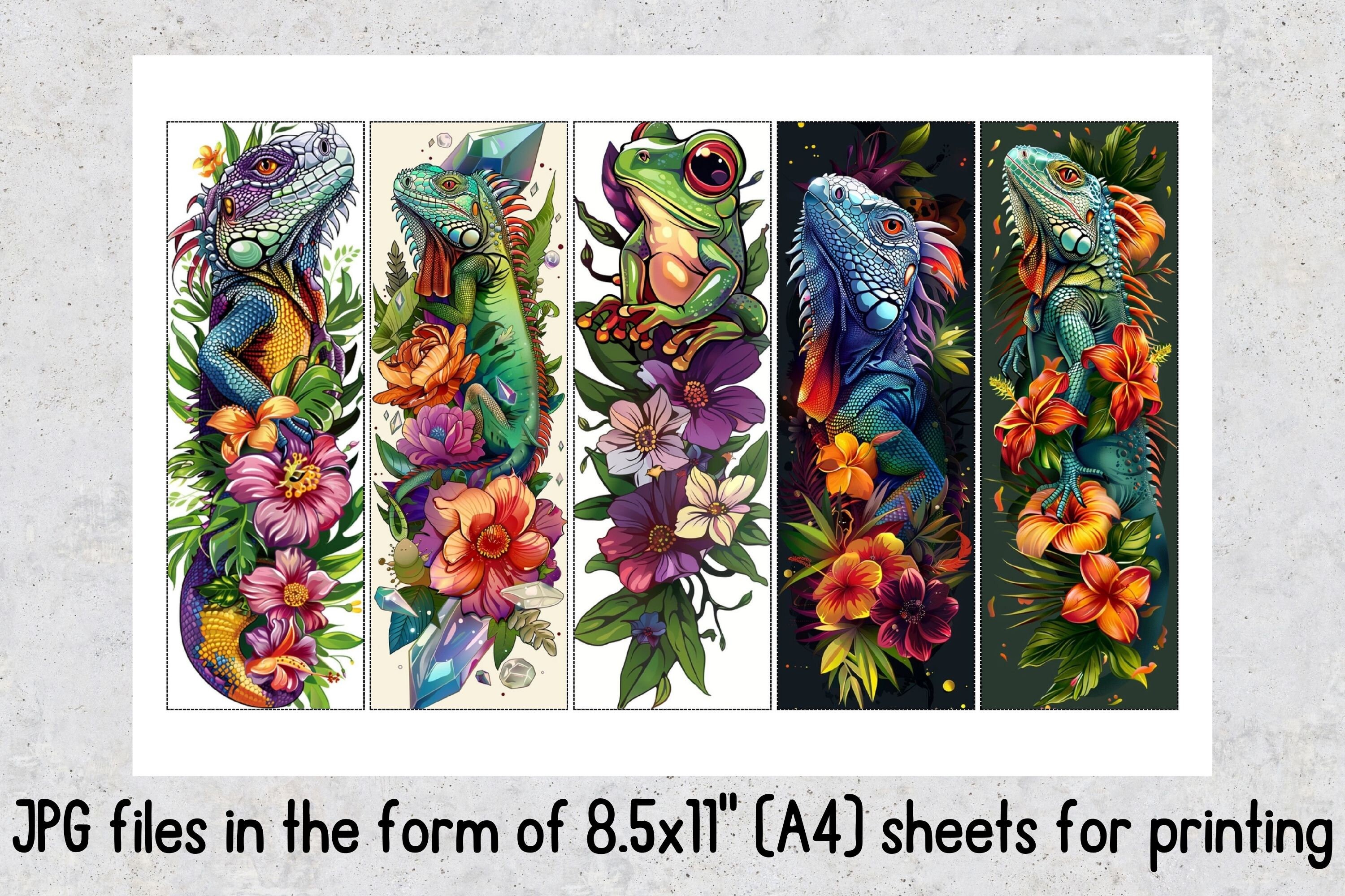 50 Reptile Printable Bookmarks, Reptile Digital Download Bookmark Sheet ...