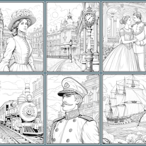 30 Victorian Era Coloring Pages, Victorian Adults Printable Grayscale ...
