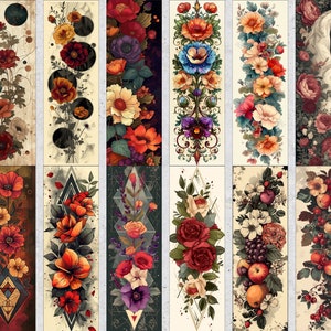 50 Vintage Printable Bookmarks, Floral Rare Digital Download Bookmark ...