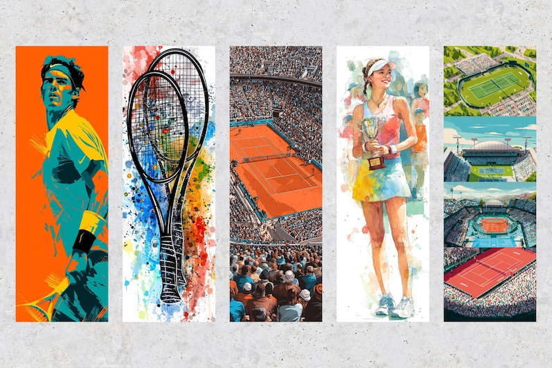 50 Tennis Printable Bookmarks, Tennis Digital Bookmark Sheets, Tennis ...