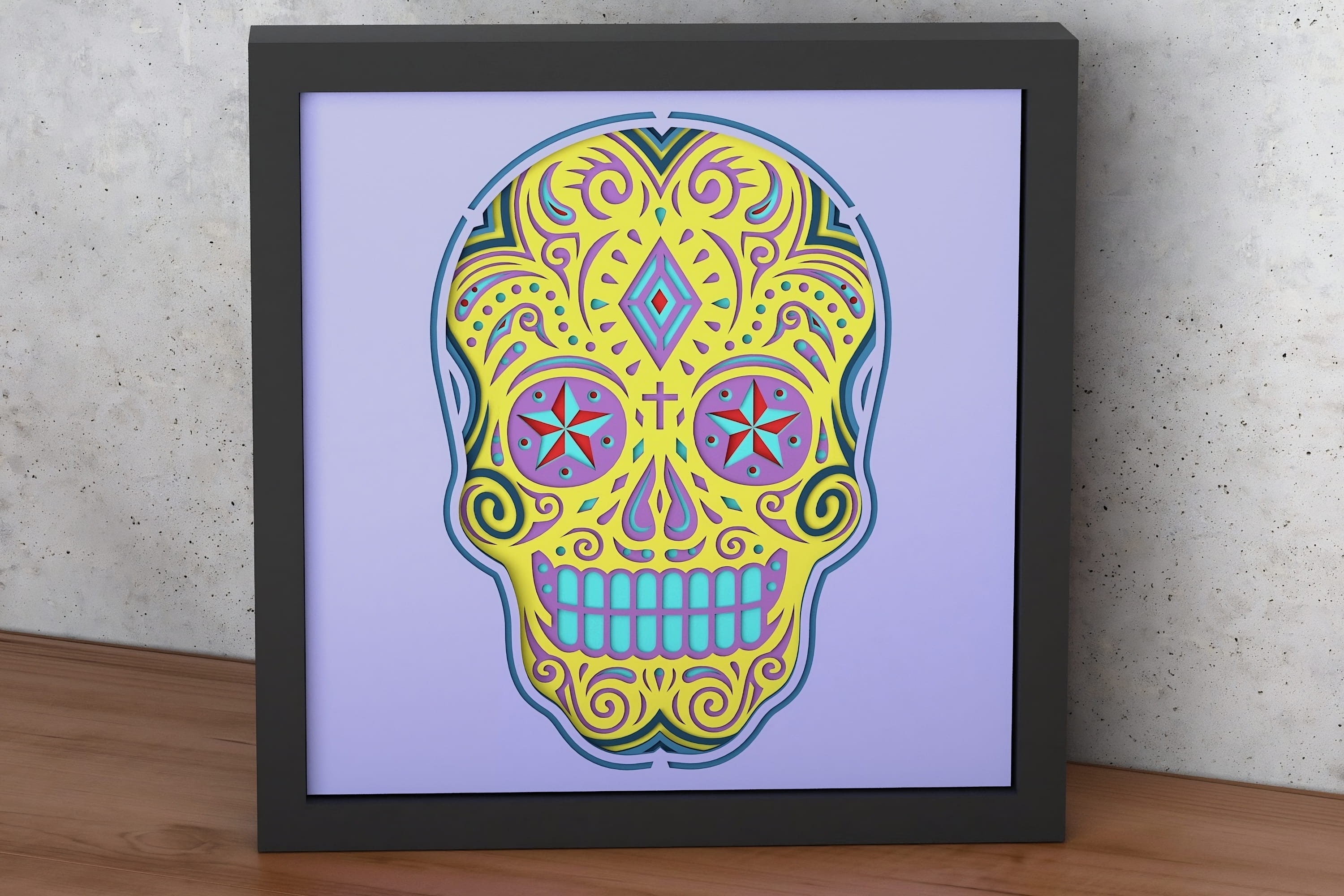 Sugar Skull Shadow Box, SVG Layered Design for Cricut Silhouette and ...