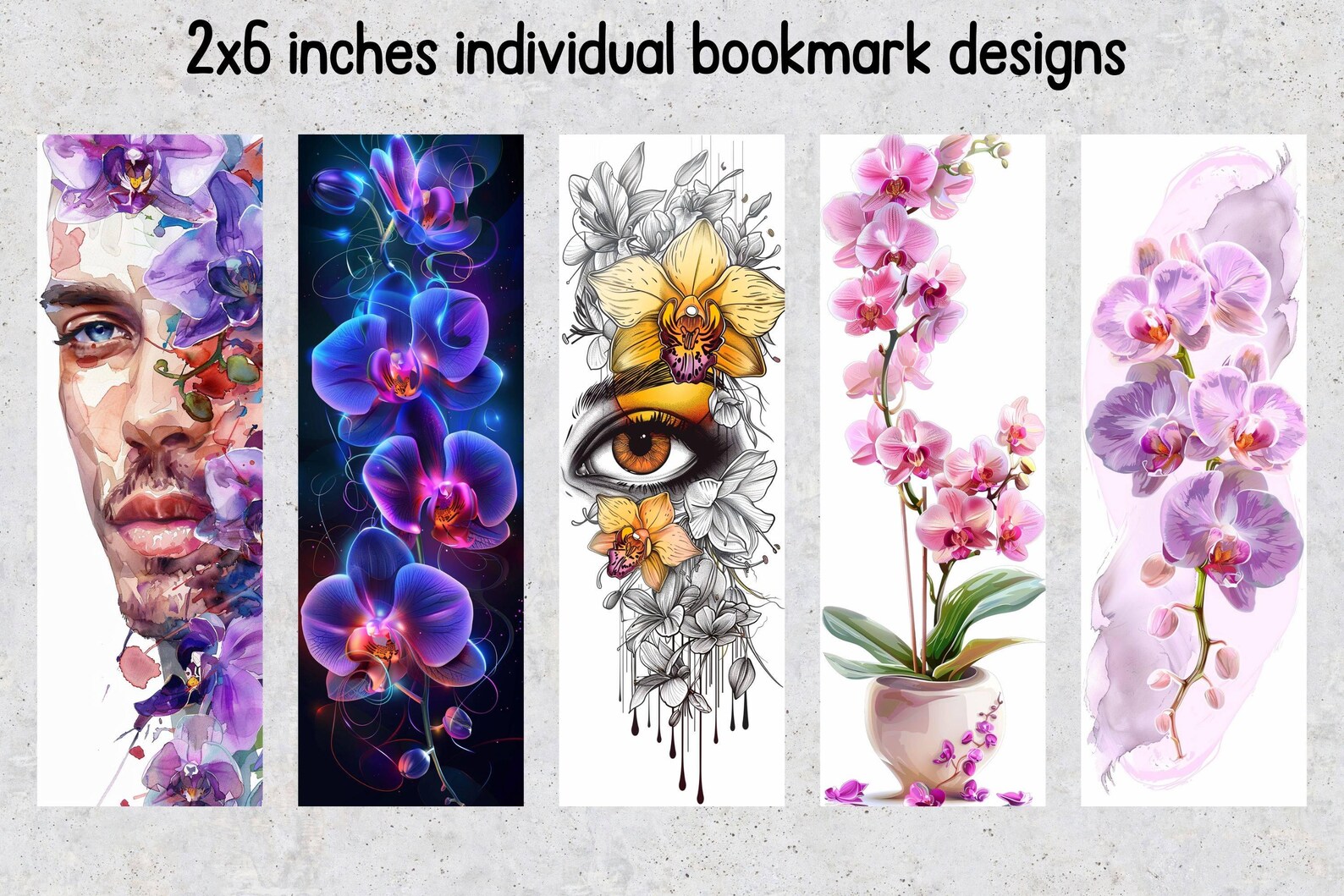 50 Orchid Printable Bookmarks, Orchid Digital Download Bookmark Sheets ...