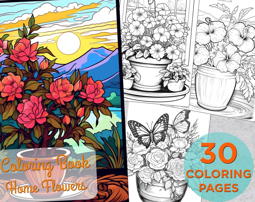 30 Home Flowers Coloring Pages Home Flowers Printable - Etsy