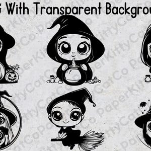 30 Cute Witch PNG & SVG Bundle, Halloween Witches SVG Silhouettes ...