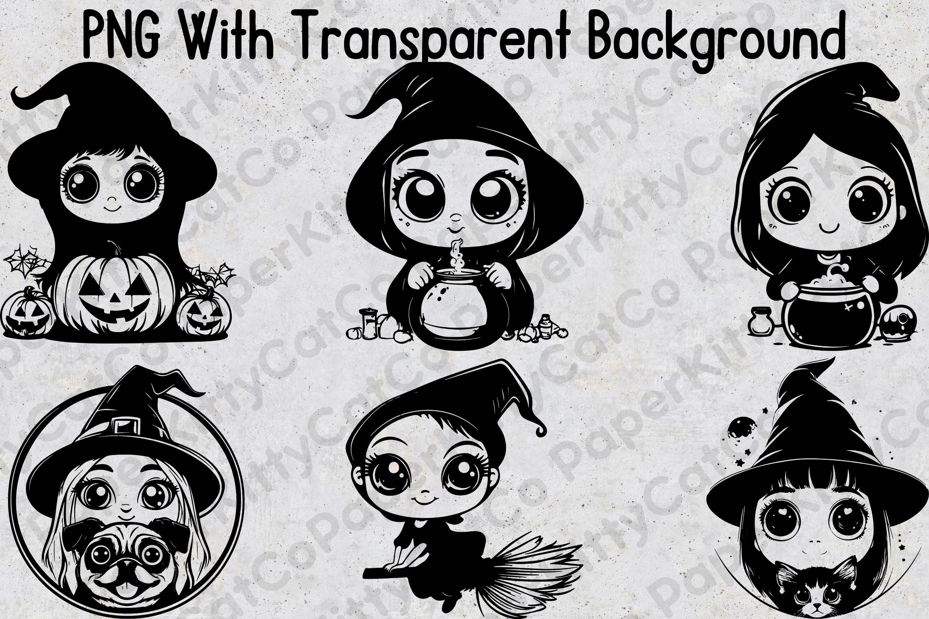 30 Cute Witch PNG & SVG Bundle, Halloween Witches SVG Silhouettes ...