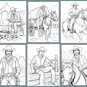 40 Wild West Coloring Pages, Adults Printable Cowboy Coloring Book ...