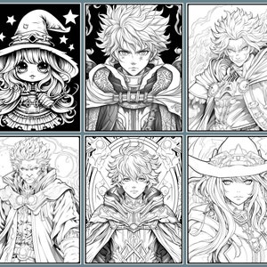 50 Anime Witches and Wizards Coloring Pages, Big Coloring Book With ...