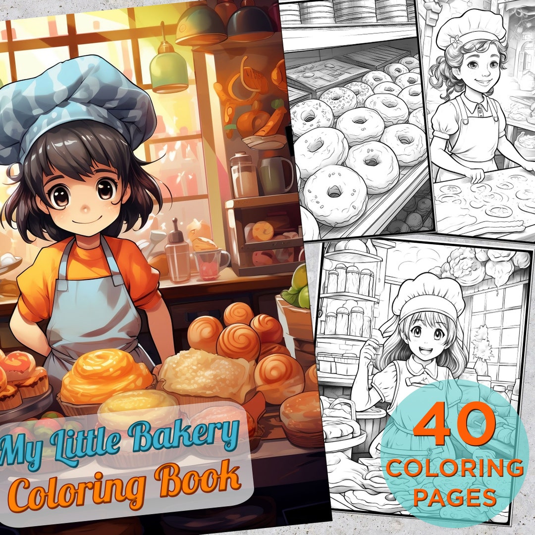 40 Little Bakery Coloring Pages, Bakery Printable Grayscale Coloring ...