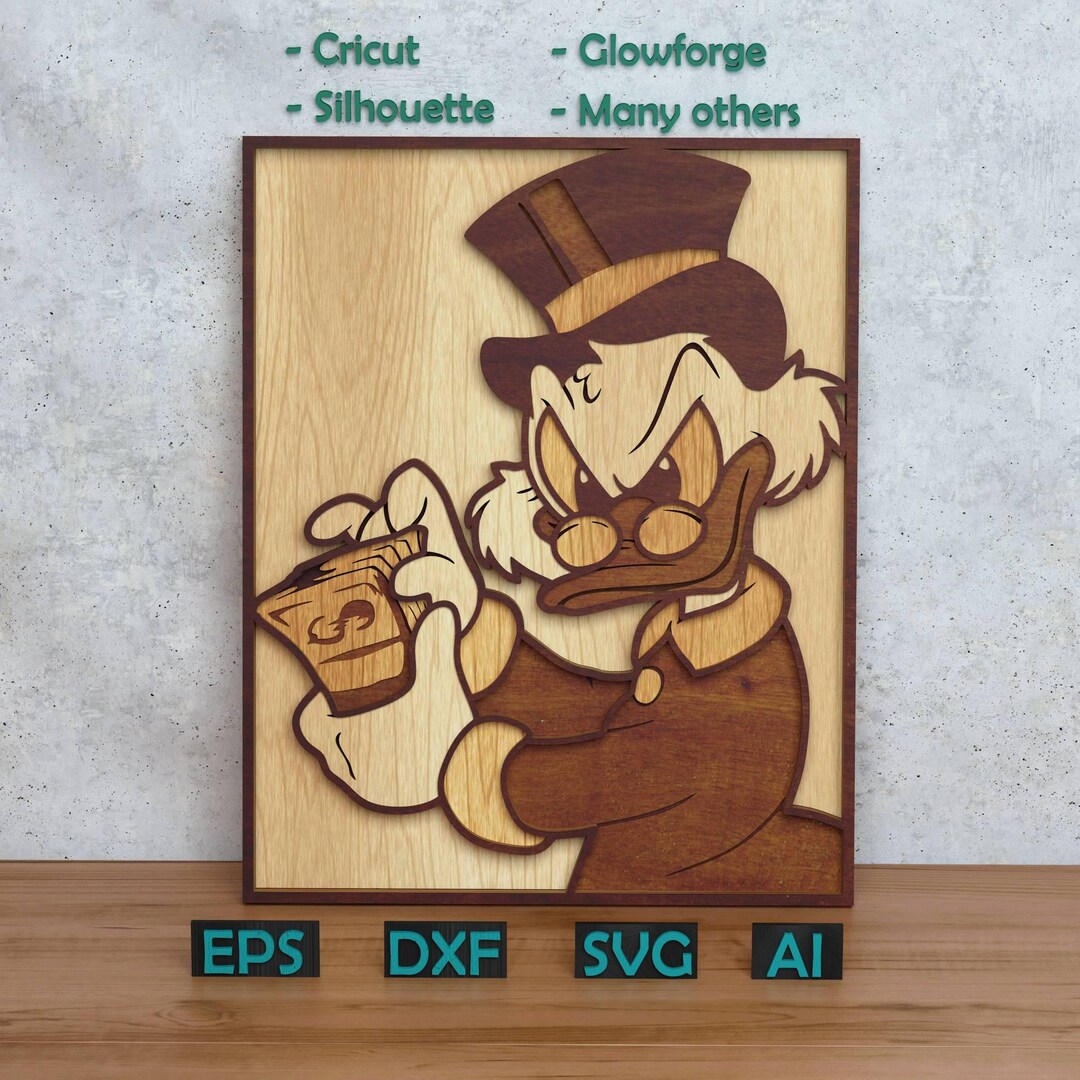 Cartoon Duck Layered Design for Laser and Paper Cutting, Cartoon Donald ...