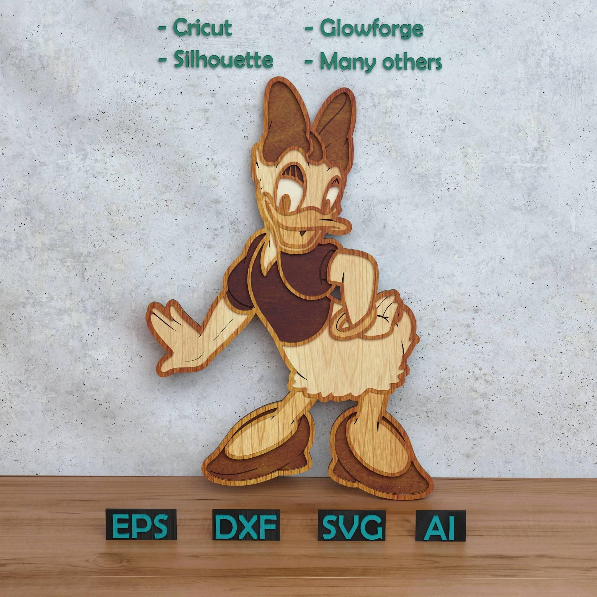 Cartoon Duck Layered Design for Laser and Paper Cutting, Cartoon Daisy ...