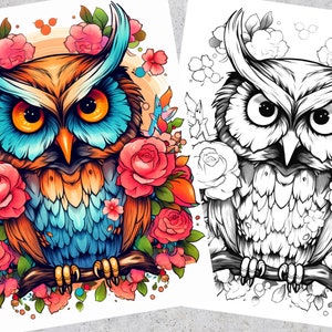 36 Gorgeous Owls Coloring Pages, Floral Owls Printable Grayscale ...