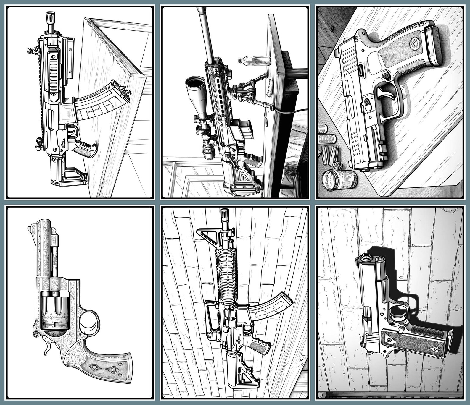 30 Top Gun Coloring Pages, Printable Automatic Gun Rifle Pistol ...
