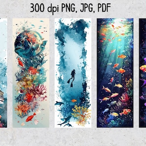 50 Sea World Printable Bookmarks, Ocean Digital Download Bookmark ...